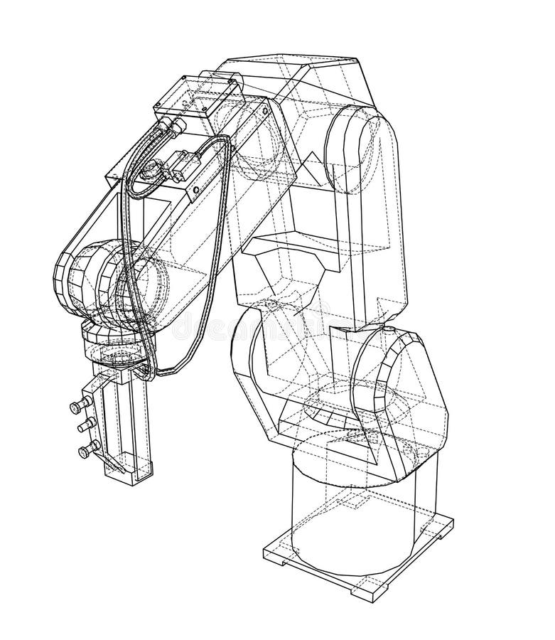 3D Outline Robotic Arm. Vector Rendering of 3d Stock Vector ...