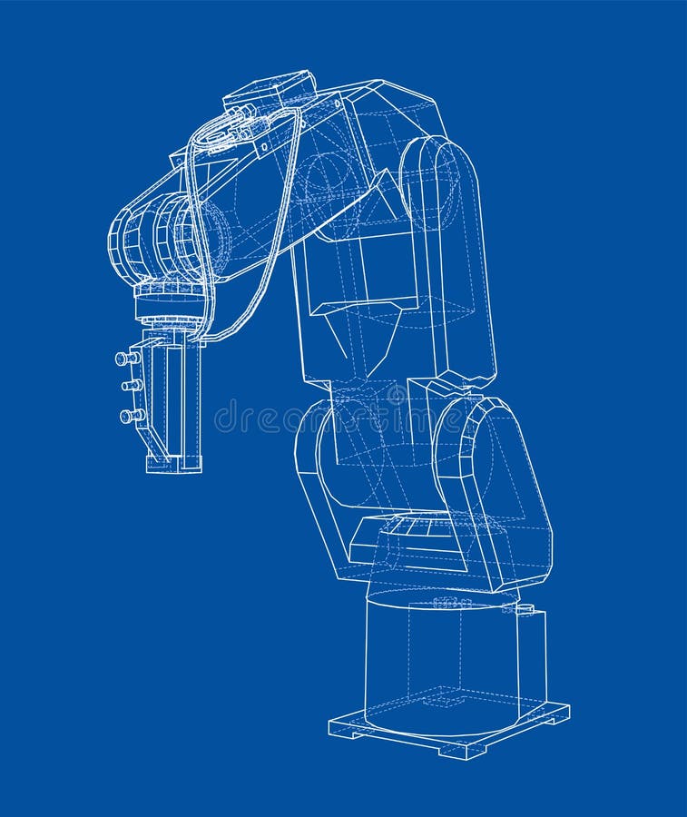 3D Outline Robotic Arm. Vector Rendering of 3d Stock Vector ...