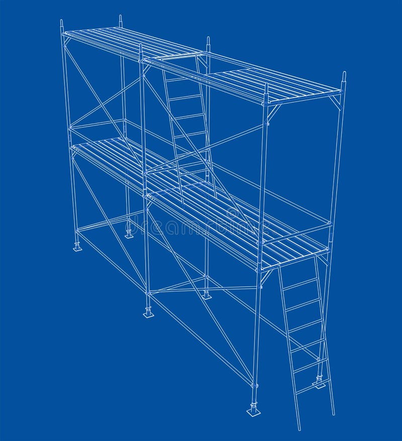 3D Outline Scaffold. 3D Illustration Stock Illustration - Illustration ...