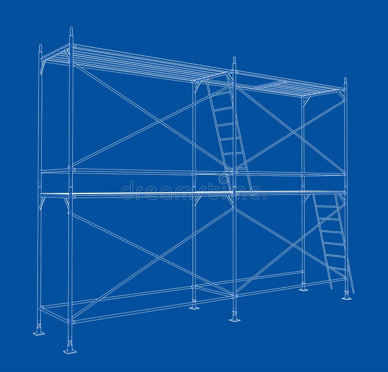 3D Outline Scaffold. Vector Rendering of 3d Stock Vector - Illustration ...
