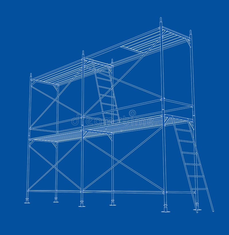 3D Outline Scaffold. Vector Rendering of 3d Stock Vector - Illustration ...