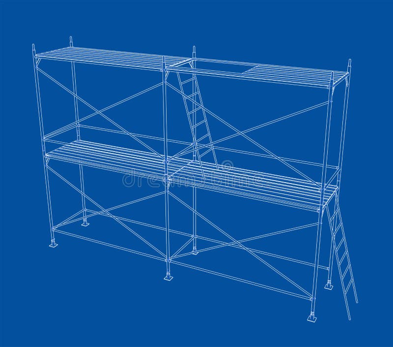 3D Outline Scaffold. Vector Rendering of 3d Stock Vector - Illustration ...