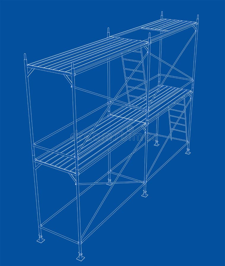 3D Outline Scaffold. Vector Rendering of 3d Stock Vector - Illustration ...