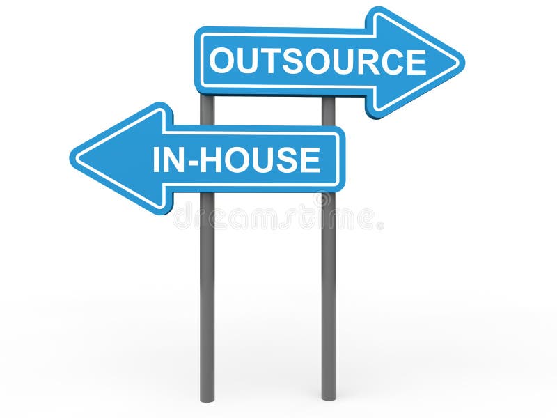 3d Outsourcing Concept Sign Board Stock Illustration - Illustration of ...