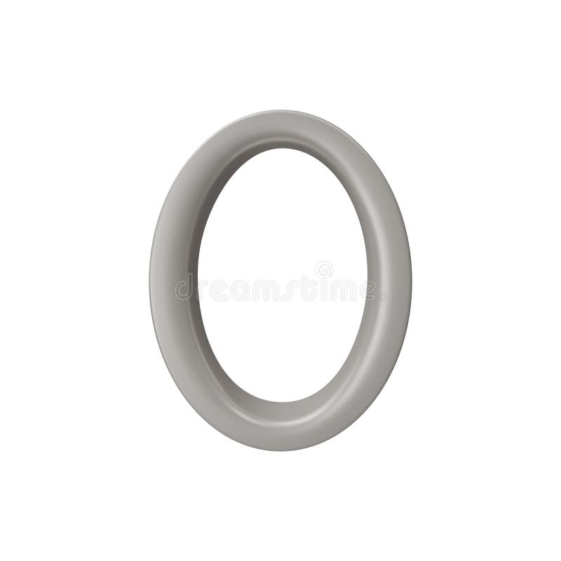 3D Oval Vector Frame, Grey Glossy Round Window Silhouette, Border ...