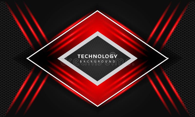 3D Overlap Layers Effect with Red Color Light Decoration. Modern ...