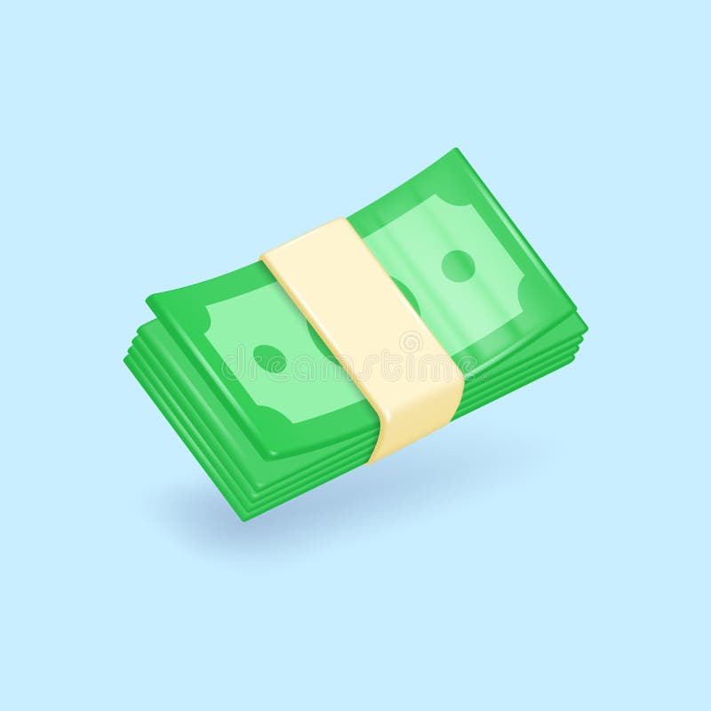 3d Pack of Green Dollars. Banknotes in a Realistic Style. Vector ...