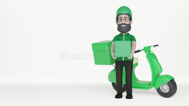3D Package Parcel Delivery Man Stock Illustration - Illustration of ...