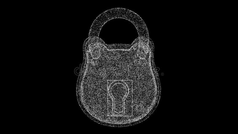 3D Padlock on Black Background. Object Made of Shimmering Particles ...