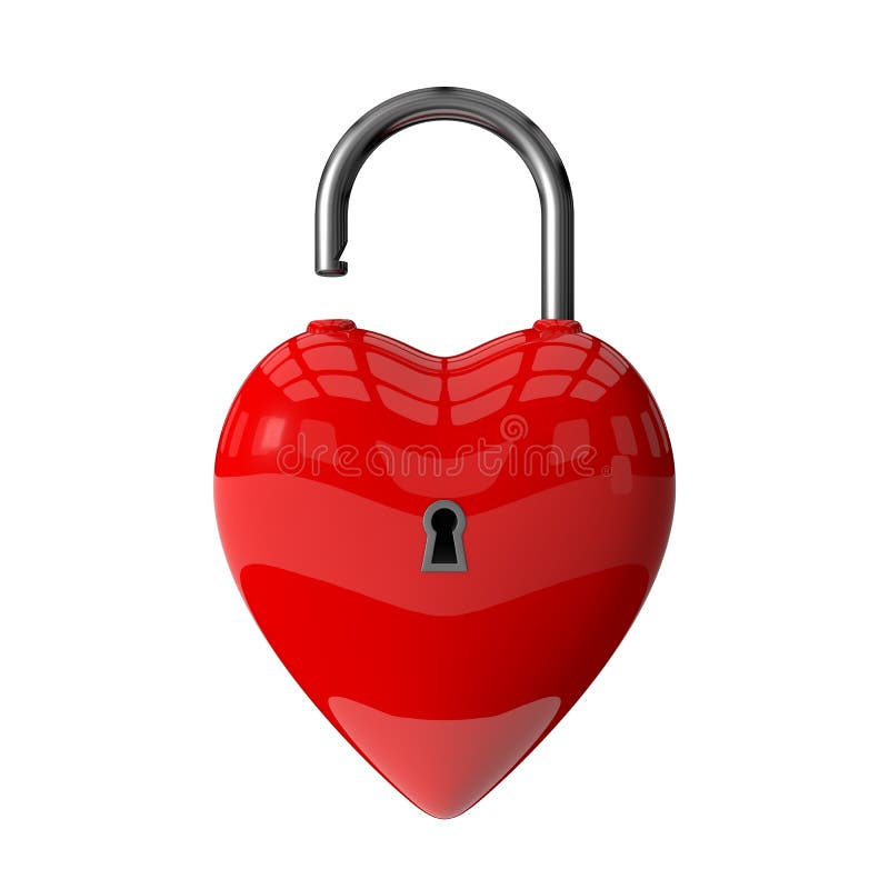 Open Red Shiny Heart Lock Shape Stock Illustration - Illustration of ...