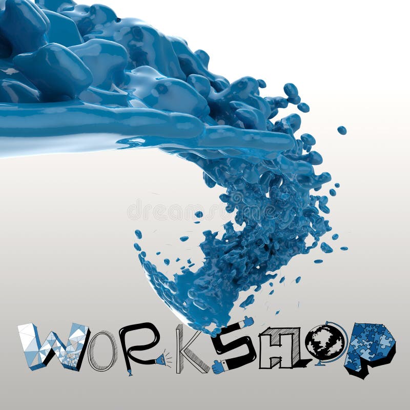 3D Paint Color Splash with Design Word WORKSHOP Stock Illustration ...