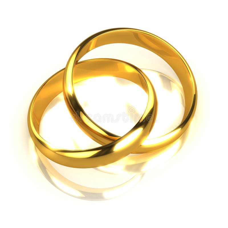 3d Pair of Gold Rings Entwined Stock Illustration - Illustration of ...