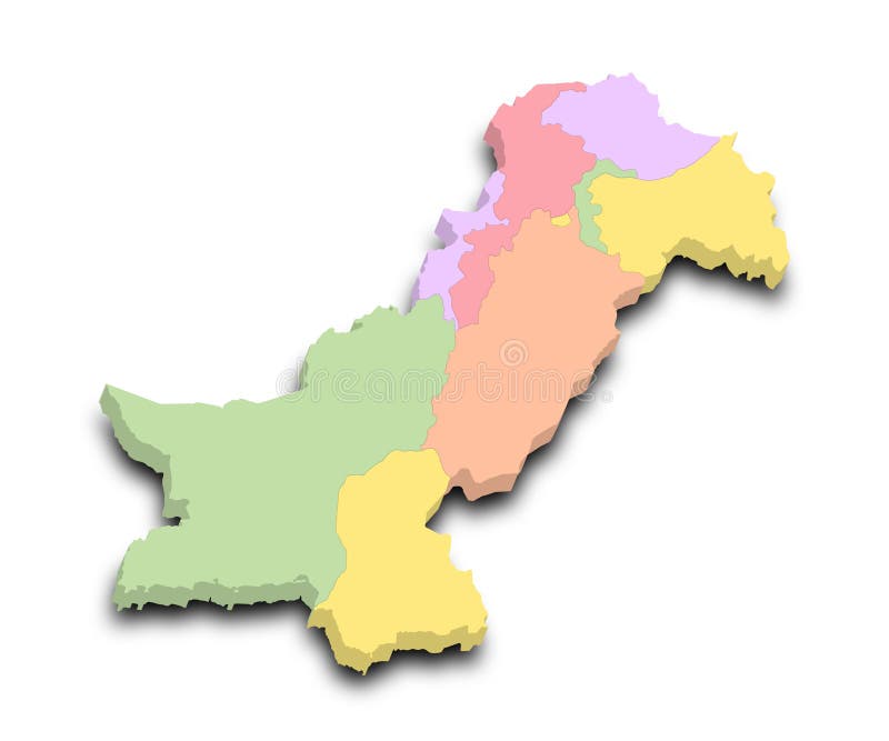 3d Pakistan Map with Provinces Stock Illustration - Illustration of ...