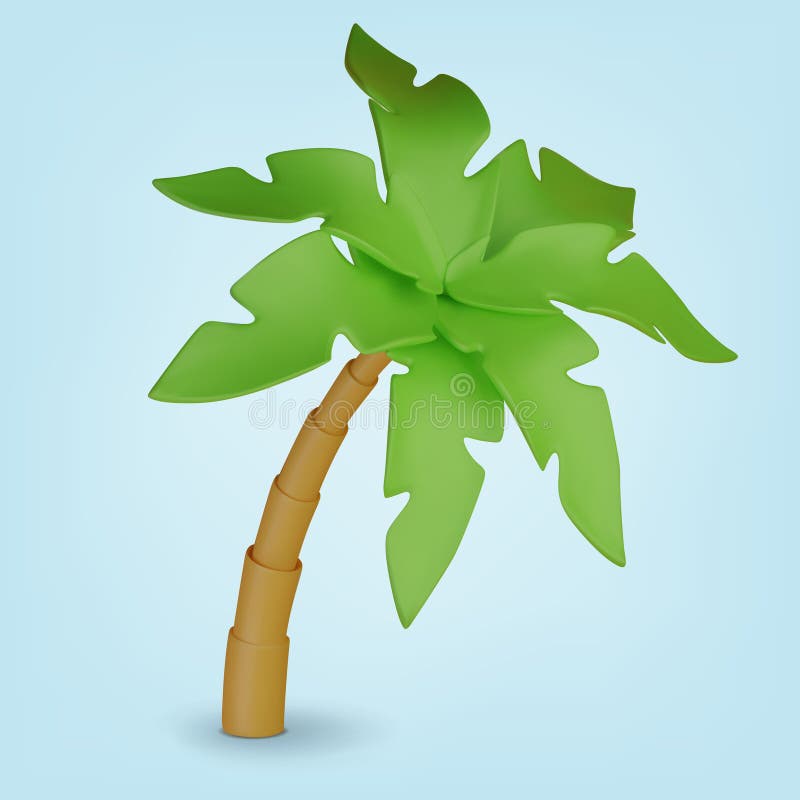 3d Palm Tree . Realistic Tree on Blue Background. Vector Illustration ...