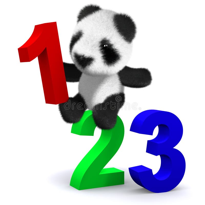 3d Panda Bear Learns To Count Stock Illustration - Illustration of ...