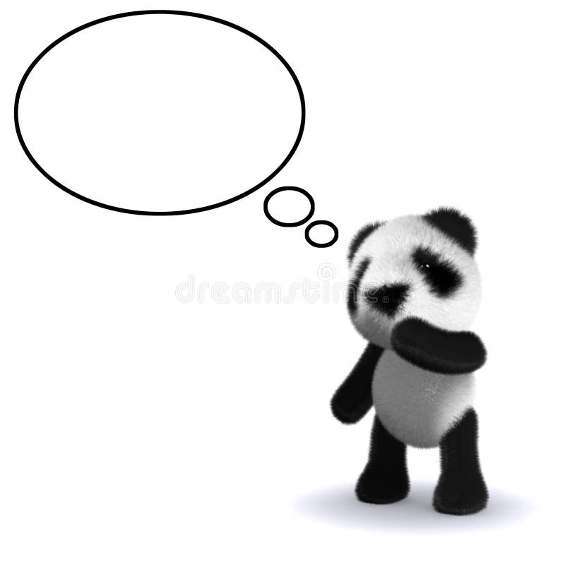 3d Panda thinks stock illustration. Illustration of balloon - 40260732