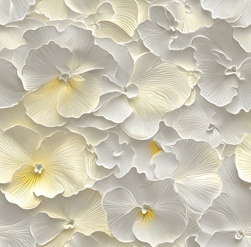 3d Pansy Flowers, Embossed Wallpaper Seamless Pattern Stock ...