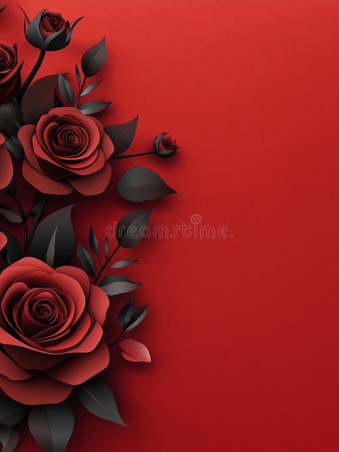 Elegant Red Roses Paper Art Stock Illustration - Illustration of flat ...