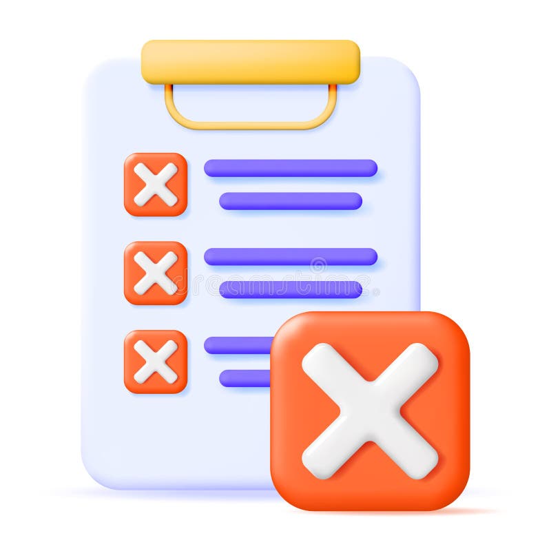 3D Paper Clipboard Holder with Wrong Checklist Stock Vector ...
