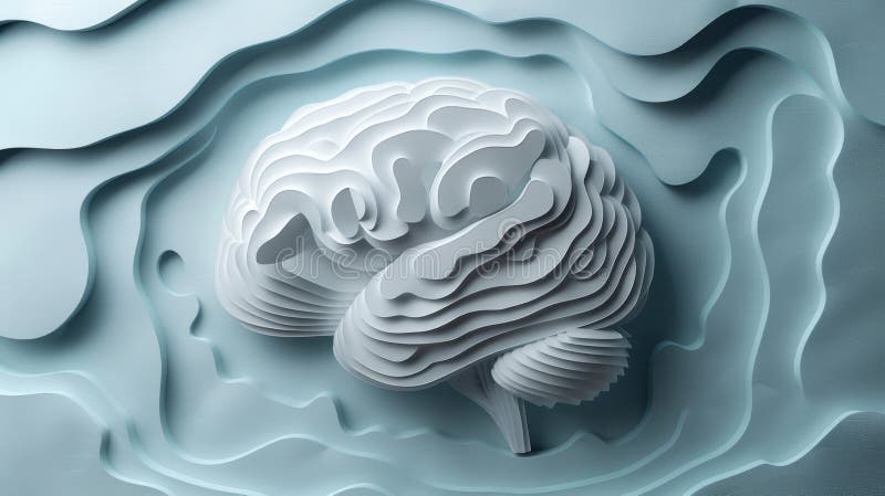 3D Paper Cut Brain with Complex Layers Symbolizing Overthinking. Stock ...