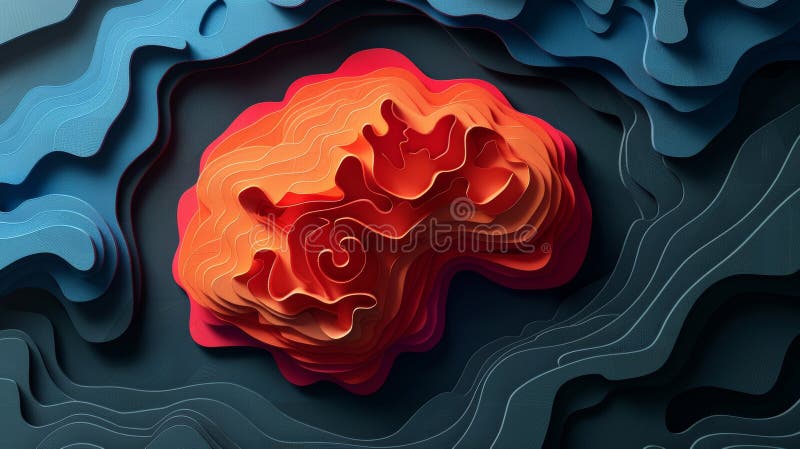 3D Paper Cut Brain with Complex, Overlapping Layers Symbolizing ...