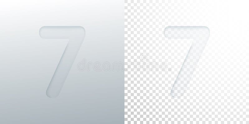 3d Paper Cut Character 7 on Transparent Checkered Background. Stock ...