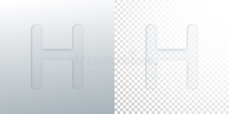 3d Paper Cut Letter H on Transparent Checkered Background. Stock Vector ...