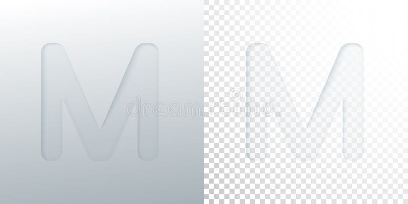 3d Paper Cut Letter M on Transparent Checkered Background. Stock Vector ...