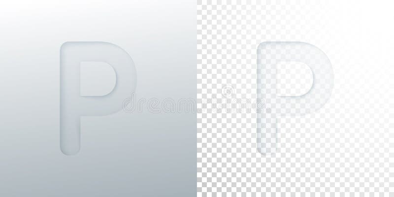 3d Paper Cut Letter P on Transparent Checkered Background. Stock Vector ...