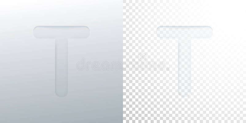 3d Paper Cut Letter T on Transparent Checkered Background. Stock Vector ...