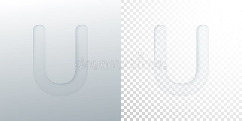 3d Paper Cut Letter U on Transparent Checkered Background. Stock Vector ...