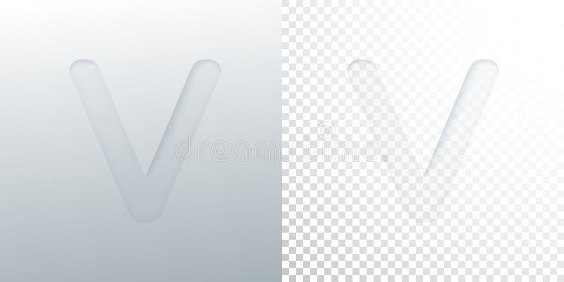 3d Paper Cut Letter V on Transparent Checkered Background. Stock Vector ...