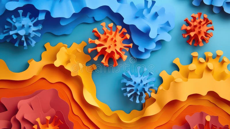 3d Paper Cutout Style Simulation of Virus Mutation Stock Illustration ...