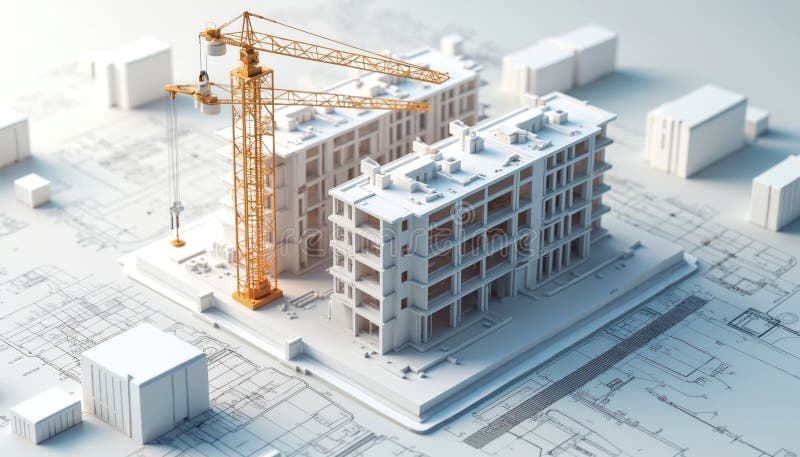 3D Paper Model of Building Construction Project by Architect. AI ...