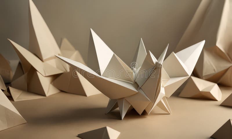 3D Paper Origami Sculpture Features Complex Arrangement Triangular ...