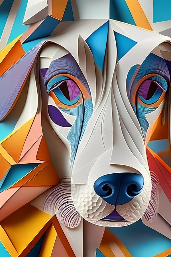 3D Paper Patchwork Dog - AI Generated Artwork Stock Illustration ...