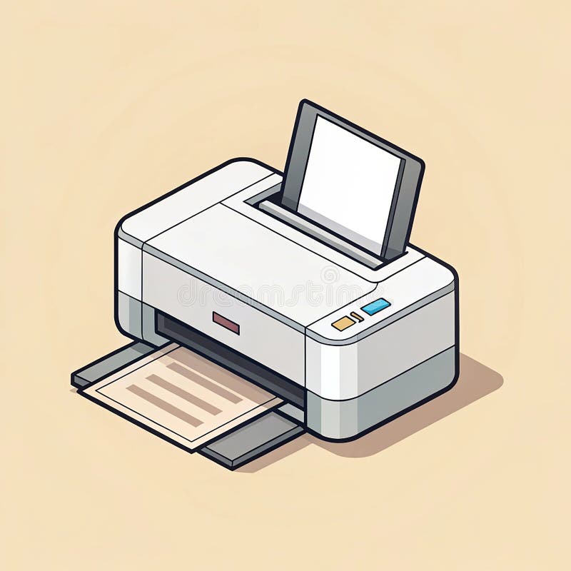 3D Paper Printer Icon for Office Use Stock Illustration - Illustration ...