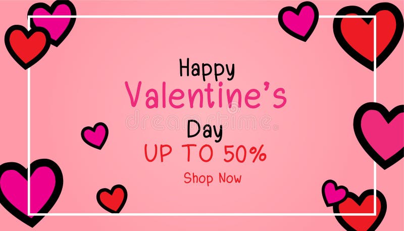 2d Paper Shape Love Postcard Design for Valentine with Pink Background ...