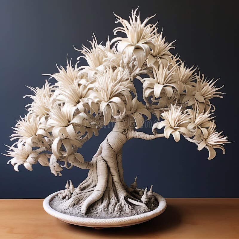 Resin Sculptures on White Paper in Bonsai: Realistic and Vibrant Art ...