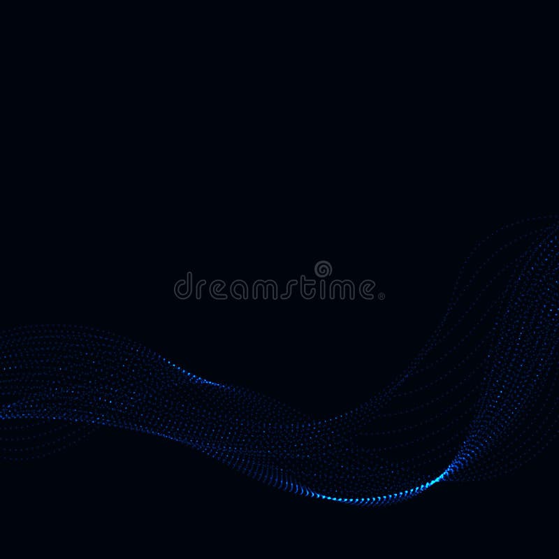 3d Particles Mesh Array, Sound Wave Flowing Over Dark Background ...