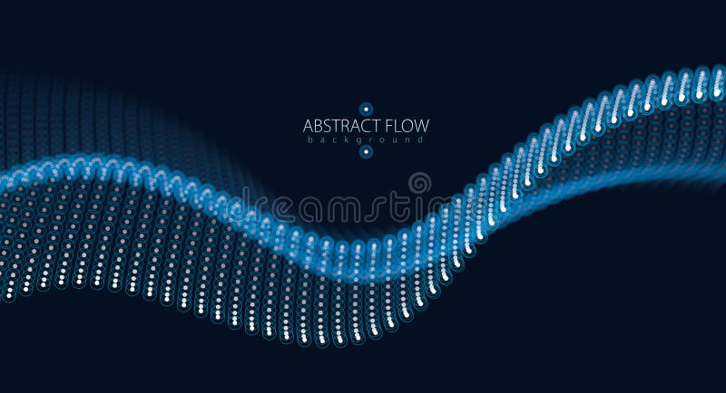 3d Particles Mesh Array Wave, Sound Flowing. Blurred Round Light Stock ...