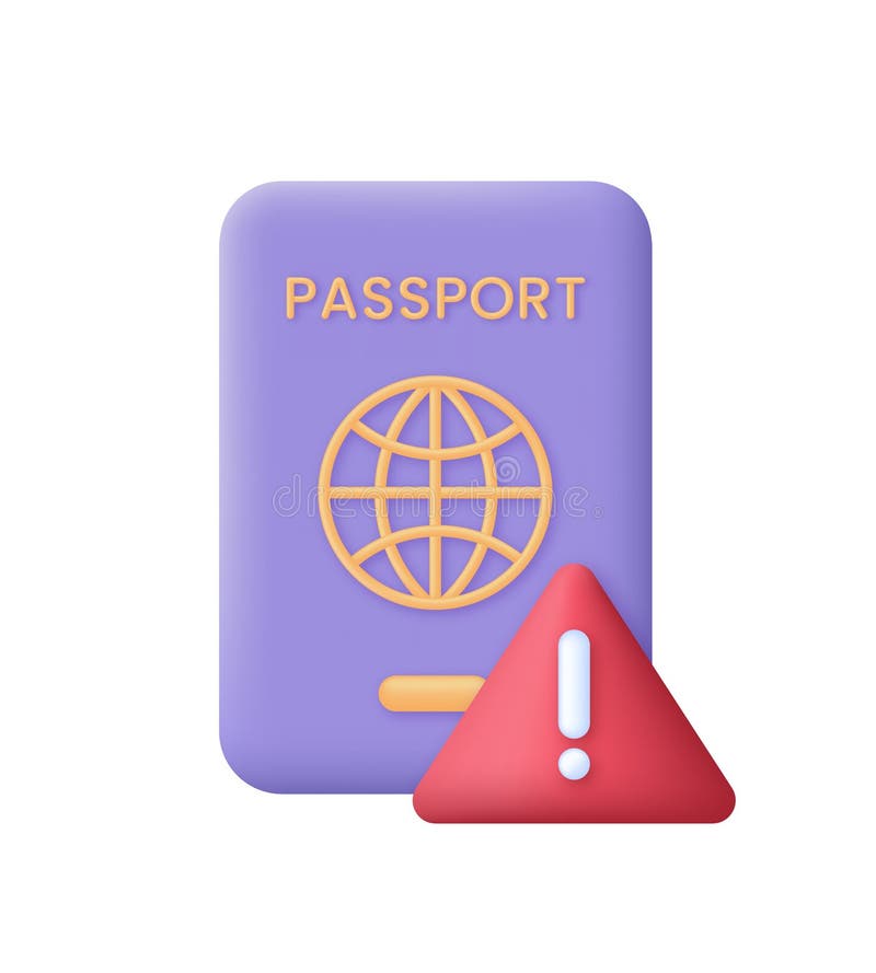 3D Passport with Exclamation Mark. Attention Triangle Sign. Something ...