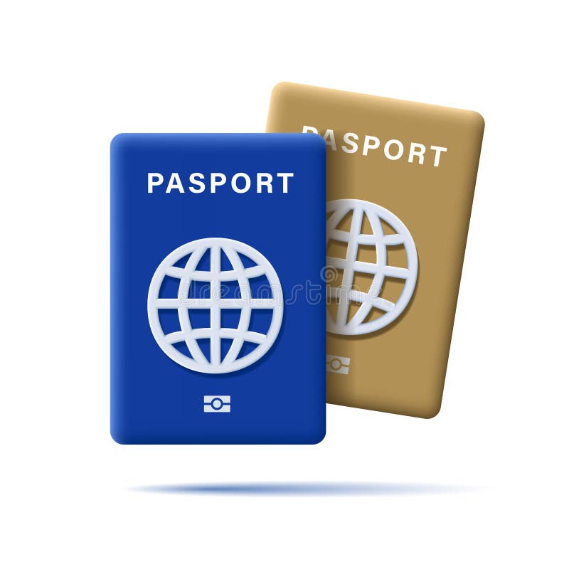 3D Passport Render Icon, 2 Id Books with Globe Icon Stock Vector ...