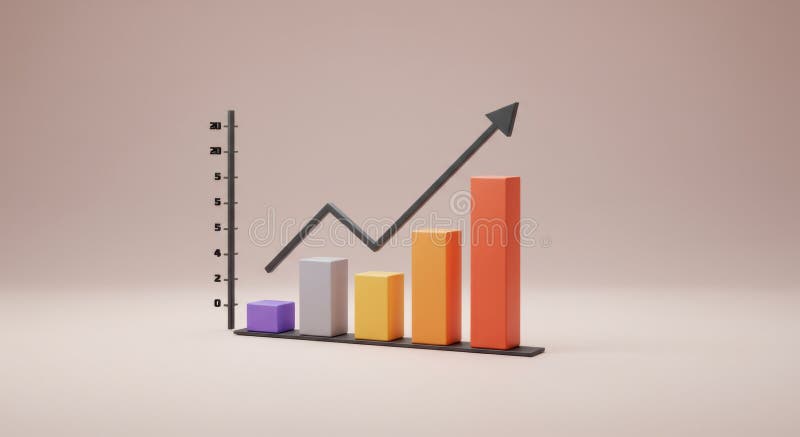 3D Pastel Bar Graph Showing Growth Stock Illustration - Illustration of ...