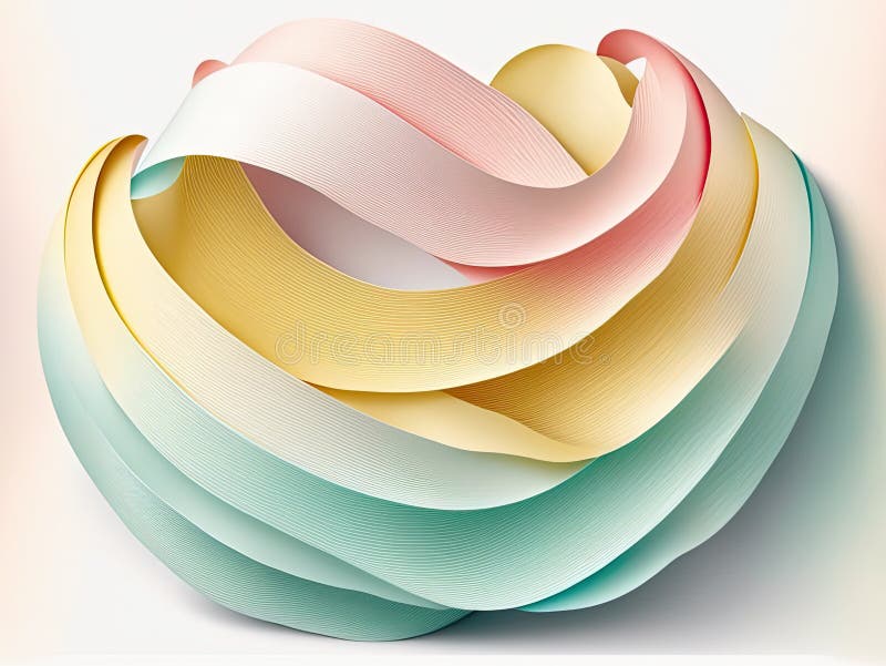 3d Pastel Wave Ribbon for Cerebrate Stock Illustration - Illustration ...
