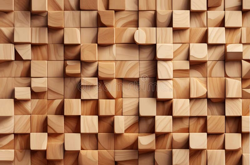 A 3D Pattern Composed of Many Wooden Squares. Natural Wood Eco ...
