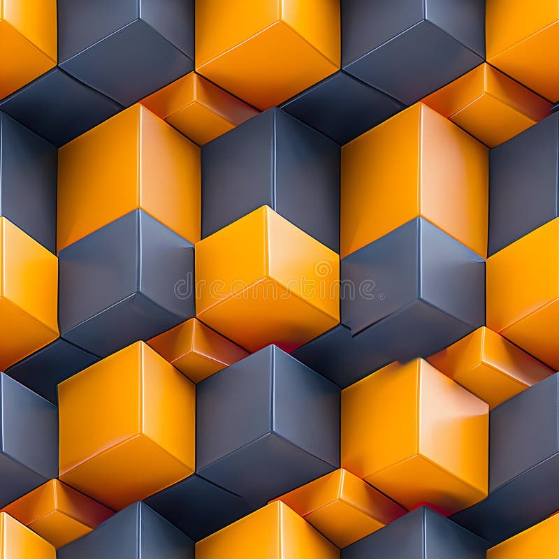 A 3D Pattern of Interlocking Orange and Gray Cubes Creating a Modern ...