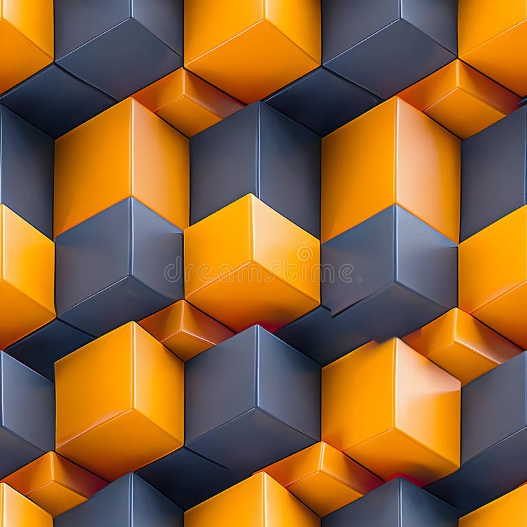 A 3D Pattern of Interlocking Orange and Gray Cubes Creating a Modern ...