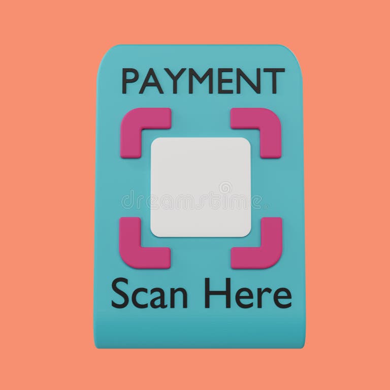 3D Payment QR Code Stands Front View Stock Illustration - Illustration ...