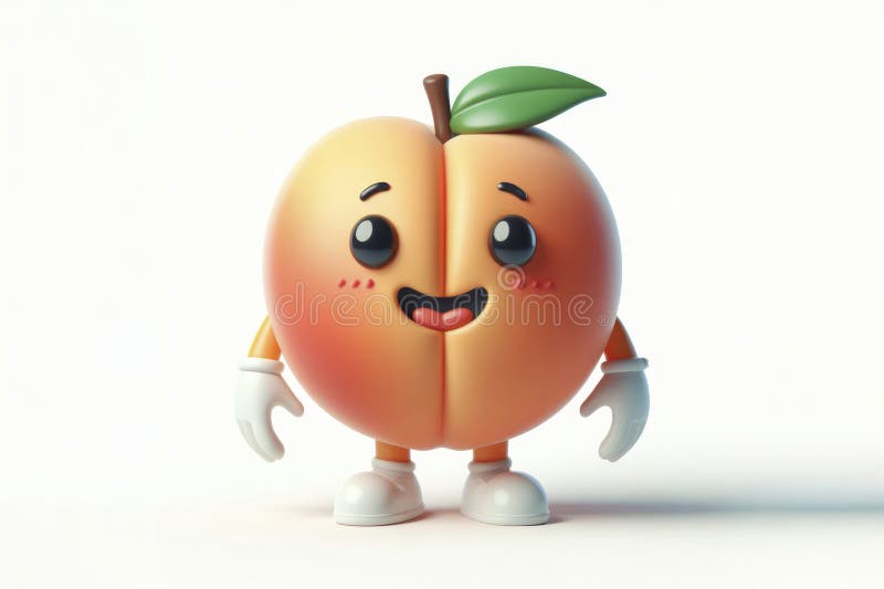 3d Peach Character with a Smiling Face on a White Background. Ai ...